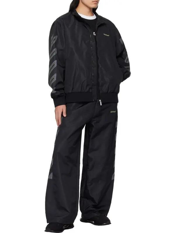 Off-White Logo Detailed Wide Leg Pants - Black