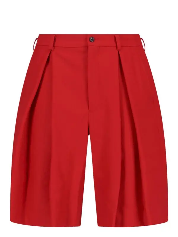 Comme Des Garçons Pleated Tailored Shorts - Red