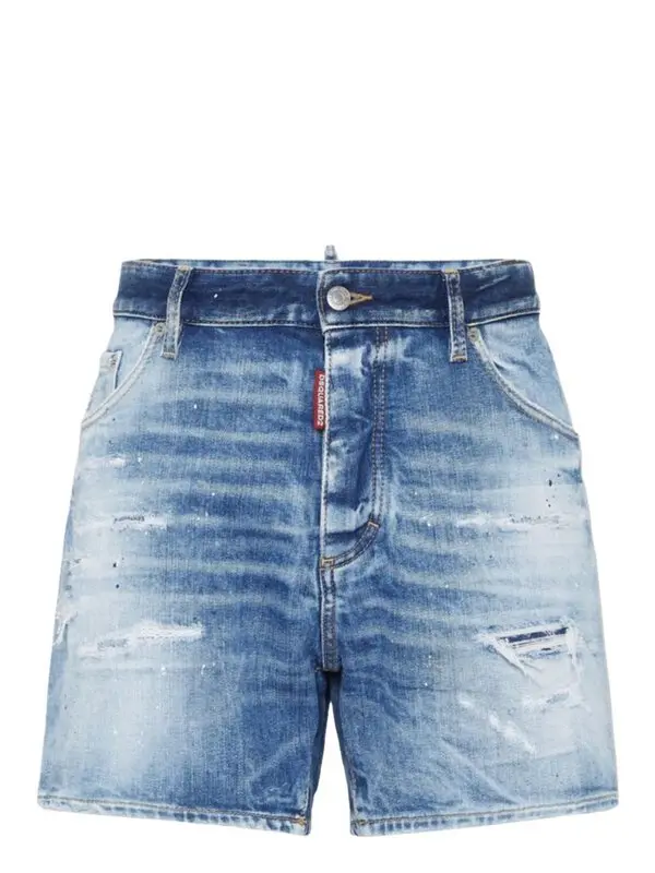 Dsquared2 Distressed Effect Denim Shorts - Navy Blue