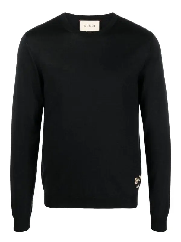Gucci Embroidered Crewneck Sweater - Black