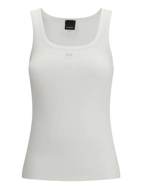 Pinko Ribbed Logo Plaque Tank Top - White