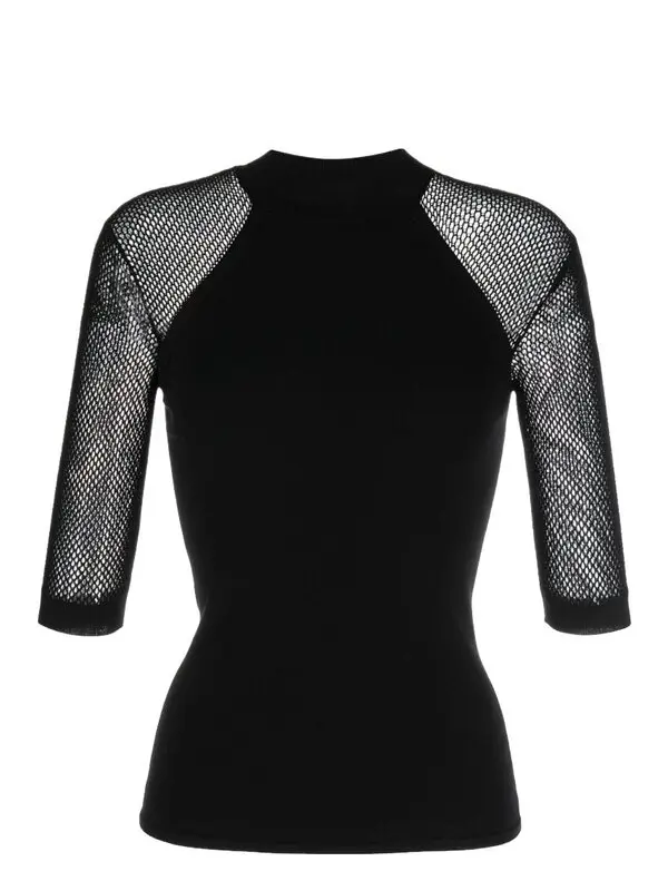 Stella McCartney Mesh Stitching Knitted Blouse - Black