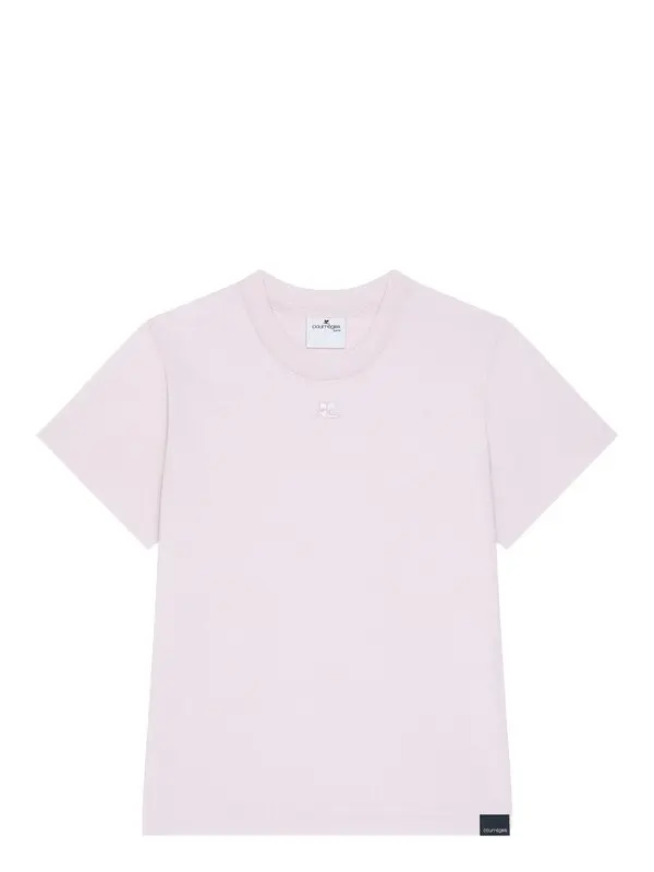 COURREGES Ac Logo Embroidered Cotton T-shirt - Ice Lavender