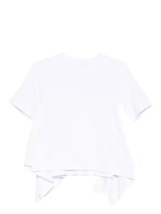 Sacai Lightweight Jersey T-shirt With Chest Pocket And Asymmetrical Hem - No