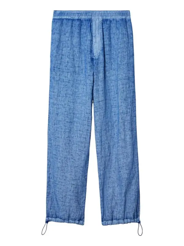 Burberry Ekd Motif Straight-leg Trousers - Blue