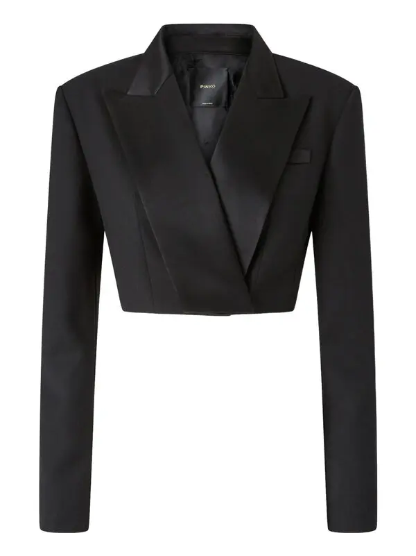 Pinko Cropped Blazer With Notched Lapel - Black