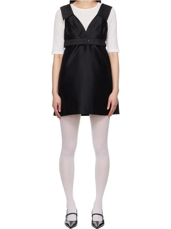 SHUSHU/TONG A-line Dress With Lapel And Belt - Black