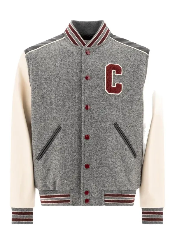 Celine Classic Teddy Jacket In Wool Tricotine - Gray/black/multicolor