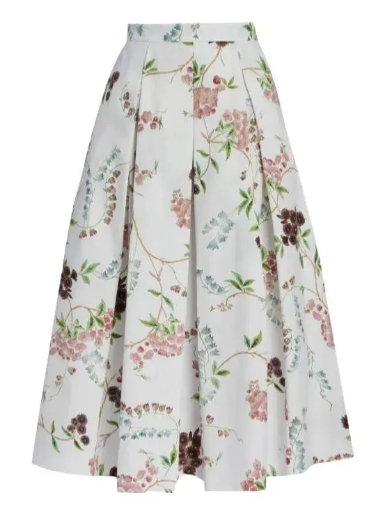 Erdem Floral Pattern Midi Skirt - White