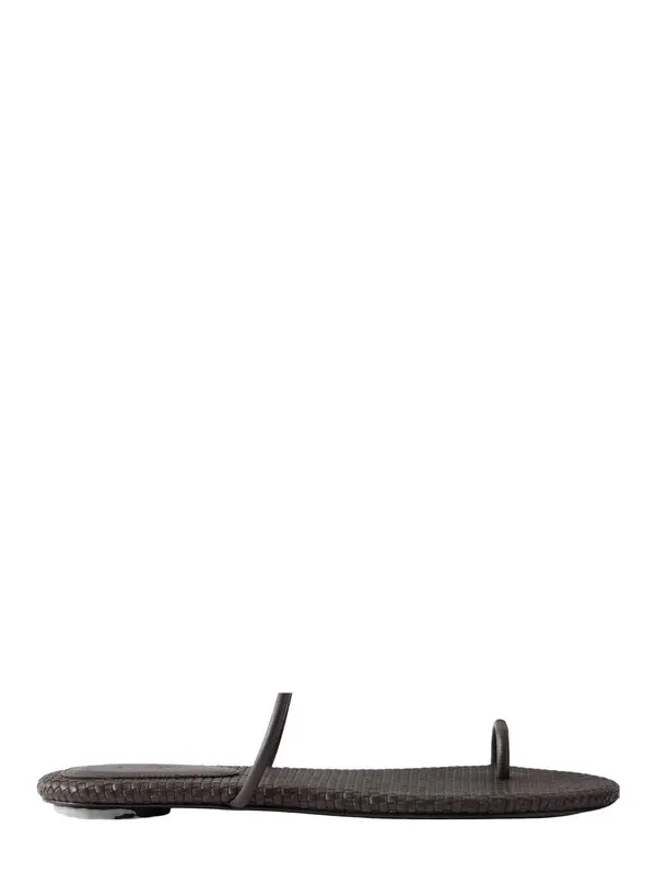 ST. AGNI Woven Leather Sandals - Black