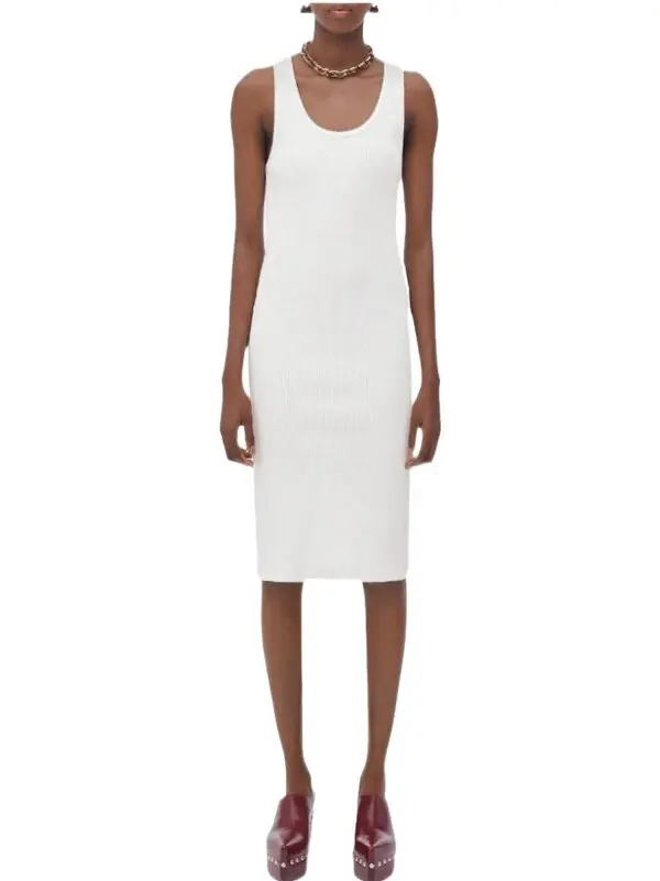 Bottega Veneta Sleeveless Scoop-neck Ribbed Dress - White