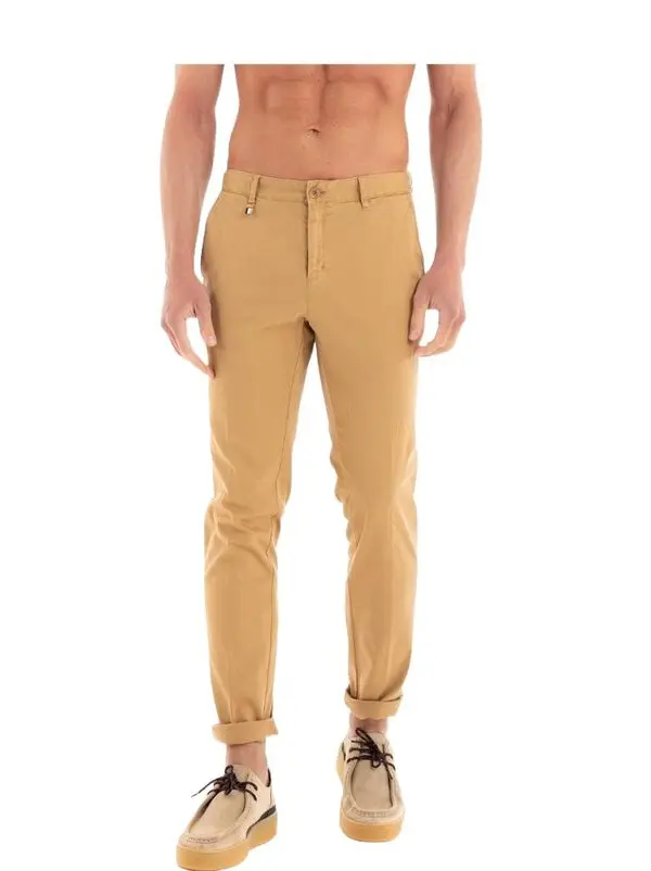 Hugo Boss Logo Detailed Tapered Fit Trousers - Nude