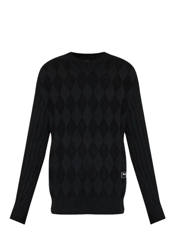 Balmain Diamond Pattern Knit Sweater - Black