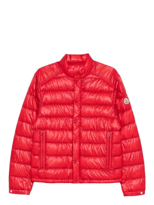 Moncler Quilted Button-up Short Padded Jacket - Red