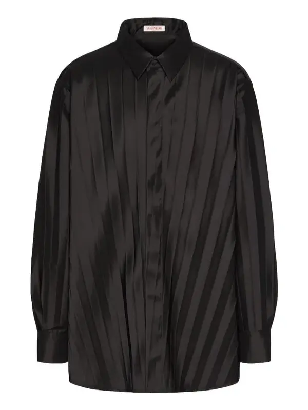 Valentino Garavani Pleated Concealed Fastened Shirt - Black