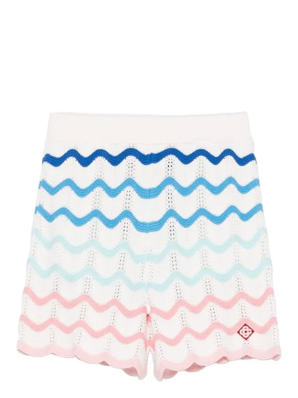 Casablanca Wave Knitted Shorts - White