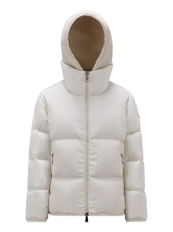 Moncler Short Down Jacket With Removable Hood - White