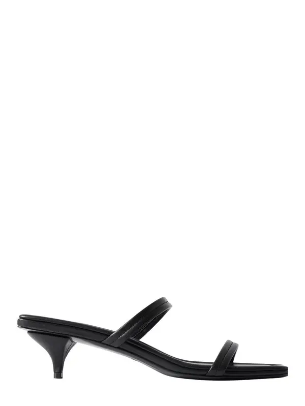 ST. AGNI Leather Kitten Heel Sandals - Black