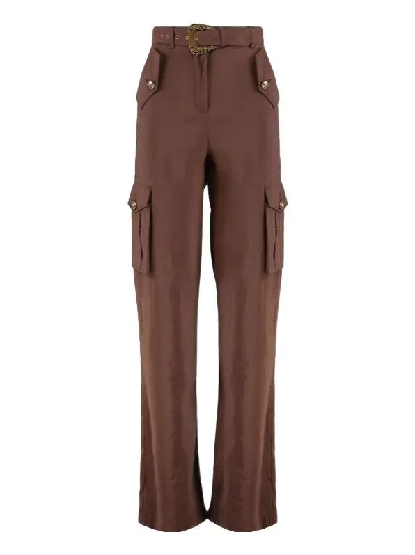 Versace Crinkled-finish Belted Cargo Pants - Brown