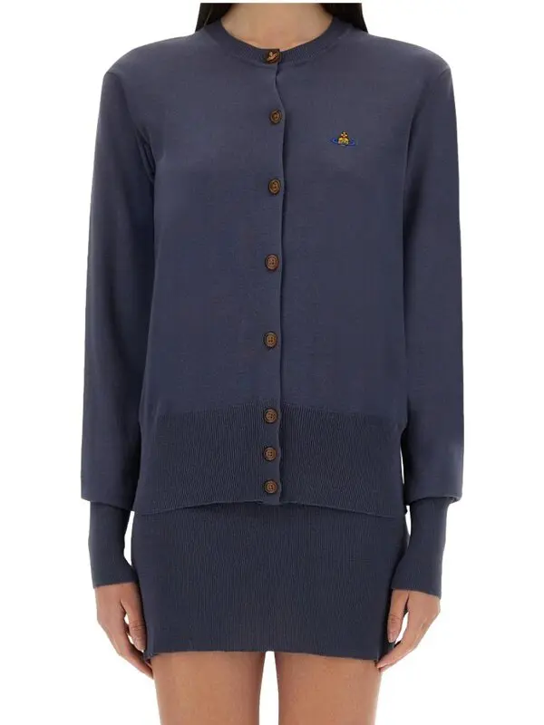 VIVIENNE WESTWOOD Logo Embroidered Buttoned Cardigan - Black