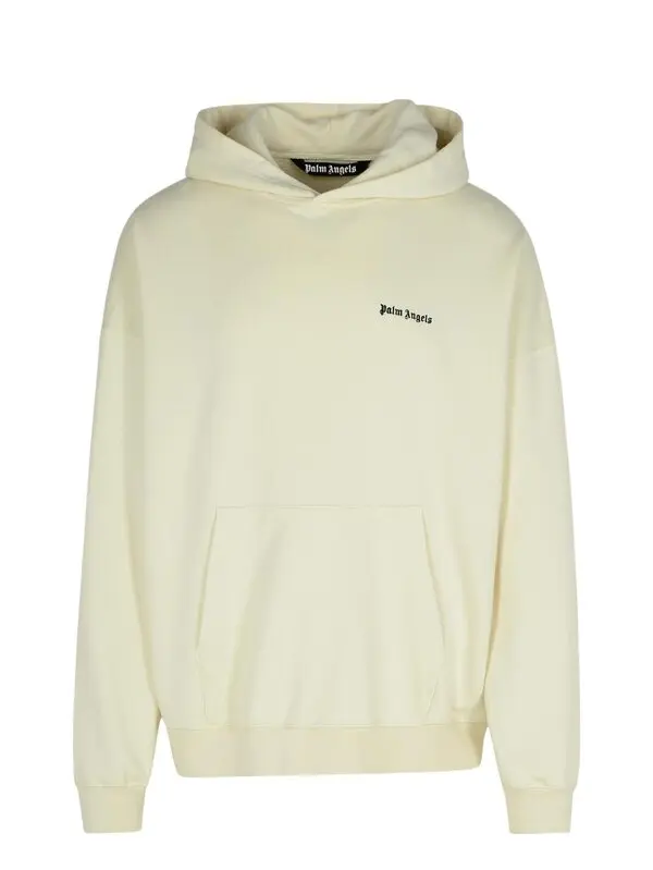 Palm Angels Logo Embroidered Hoodie - Cream