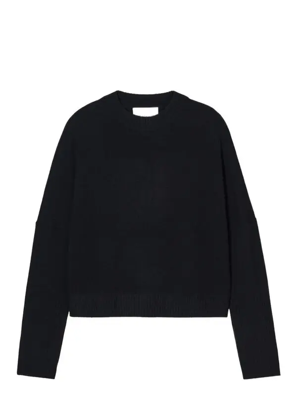 Closed Ribbed Knitwear Crew Neck Long Sleeve Sweater - Black