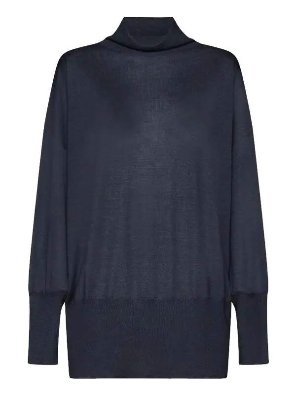 Brunello Cucinelli Roll Neck Knitted Jumper - Blue