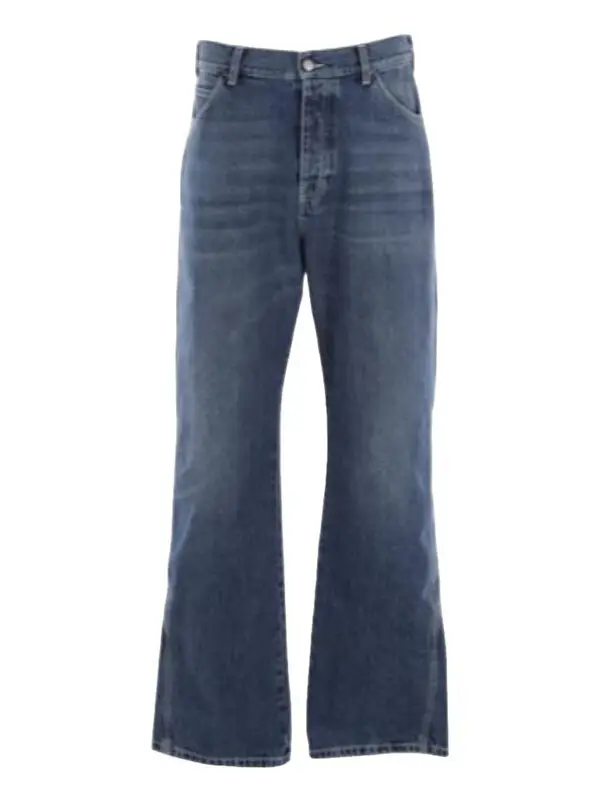 Alexander McQueen Logo Patch Wide Leg Jeans - Blue