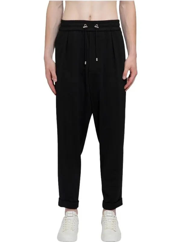 Balmain Cropped Drawstring Trousers - Black