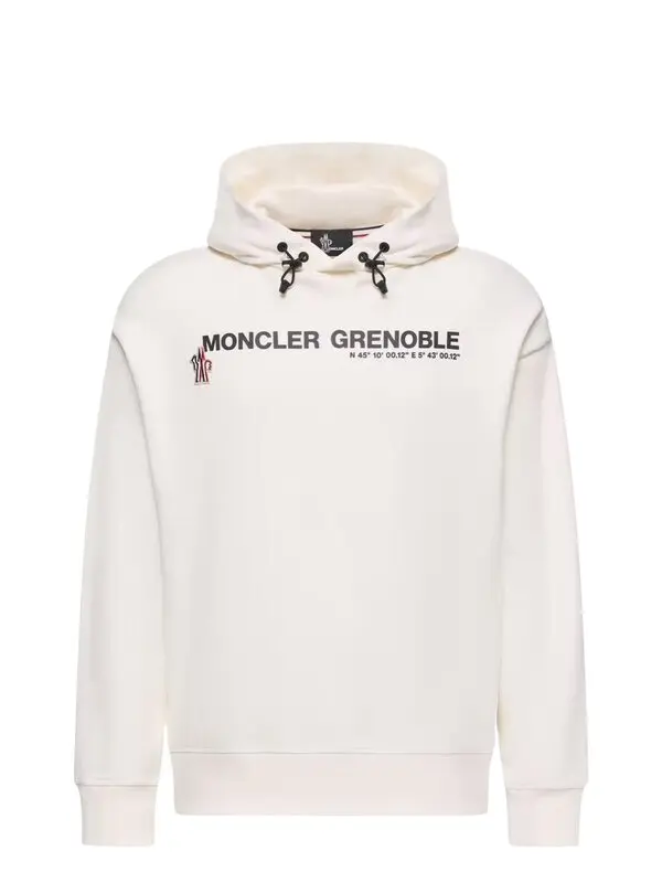 Moncler Long Sleeve Hoodie With Logo Print - White