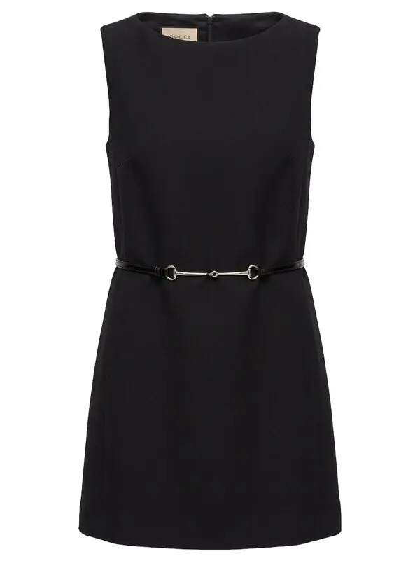 Gucci Mini Sleeveless Dress With Belt - Black