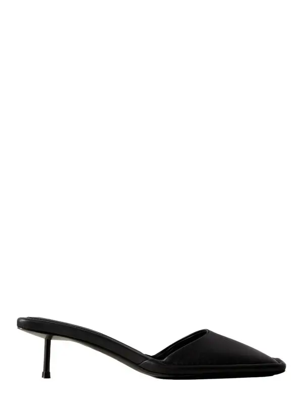 ST. AGNI Leather Square Toe Mules - Black