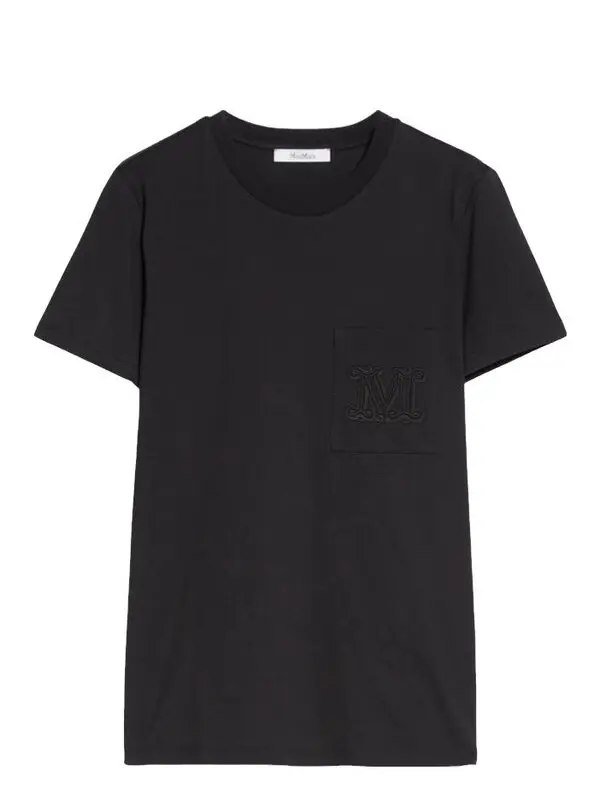 Max Mara Logo Embroidered Pocket Crewneck T-shirt - Black