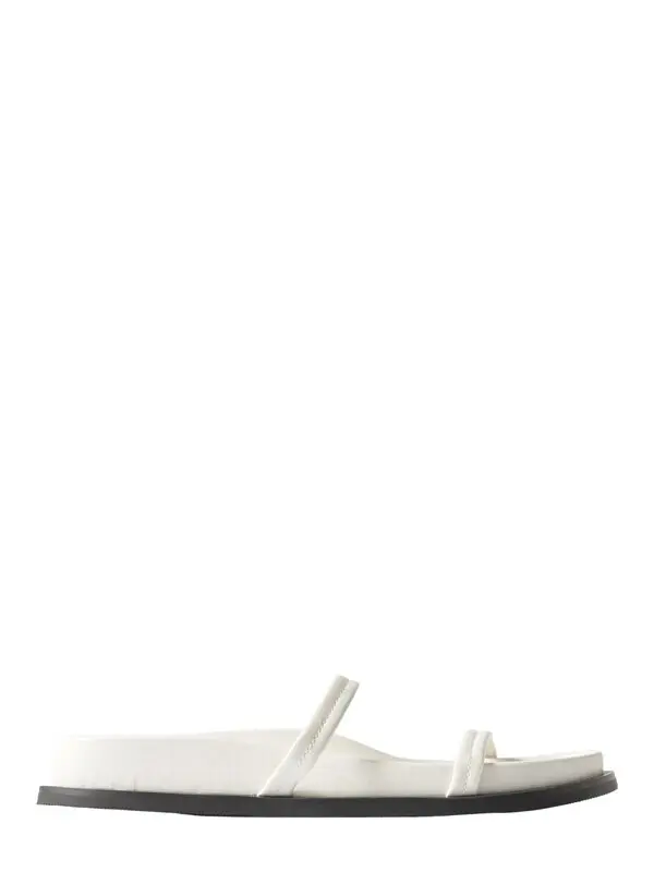 ST. AGNI Strappy Leather Flat Slippers - White