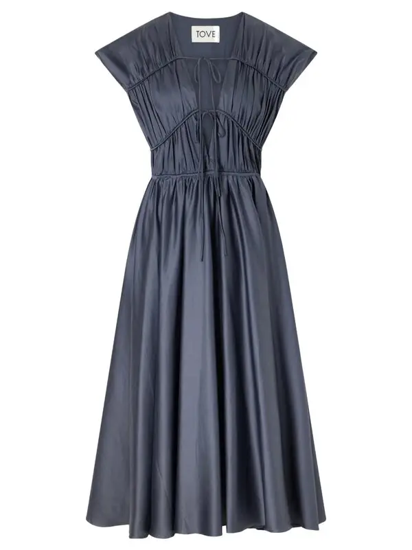 Tove Ceres Gathered Midi Dress - Black