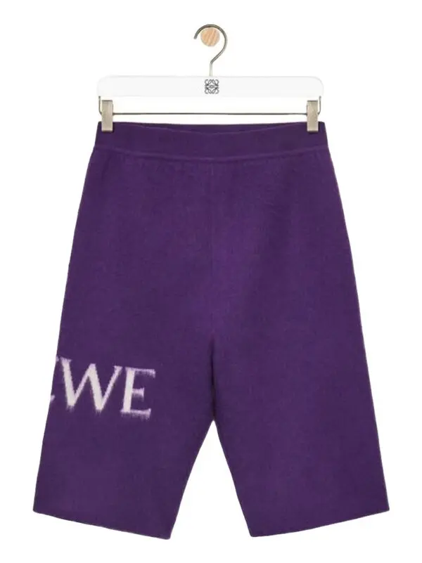 Loewe Wool Cycling Shorts With Logo Jacquard - Purple