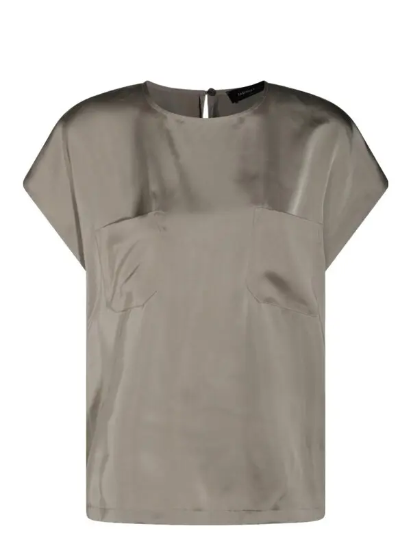 Fabiana Filippi Crewneck Satin Top With Pocket Detail - Gray