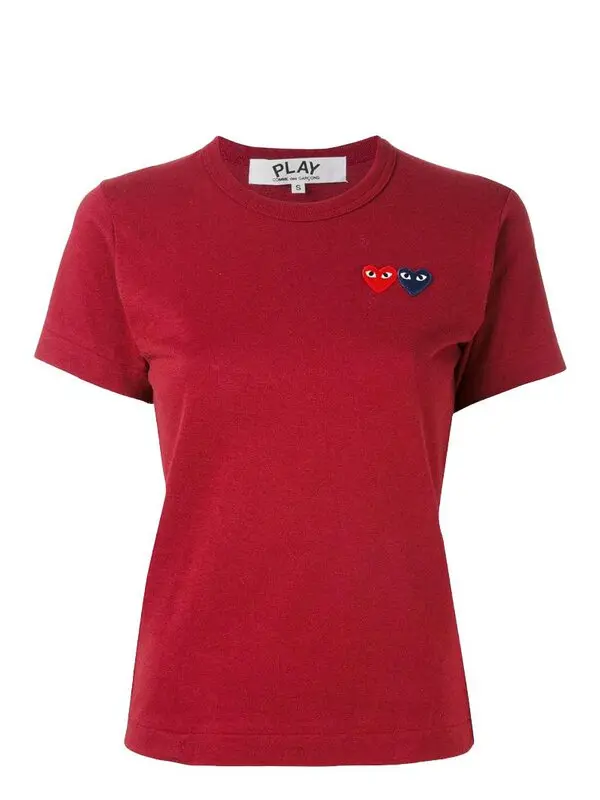 Play Comme Des Garcon Comme Des Garçons Play Double Heart Crewneck T-shirt - Red