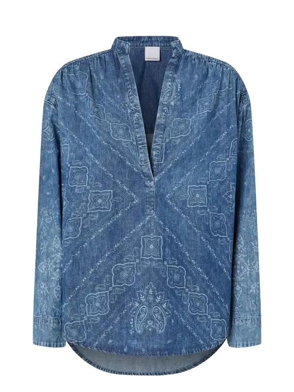 Pinko Bandana Print Long-sleeve Denim Top - Blue