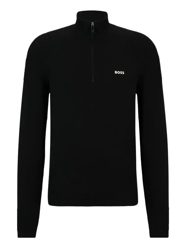 Hugo Boss Half-zip Knitted Jumper - Black