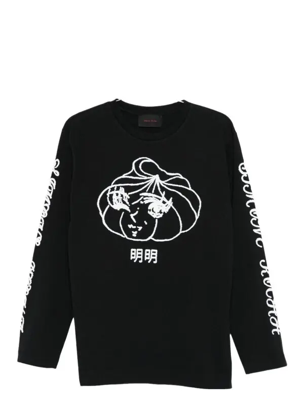 Simone Rocha Printed Long-sleeved T-shirt - Black