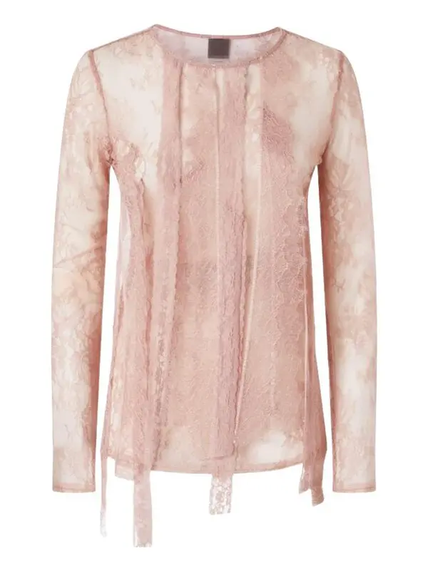 Pinko Slim-fitting Fringed Lace Sweater - Nude