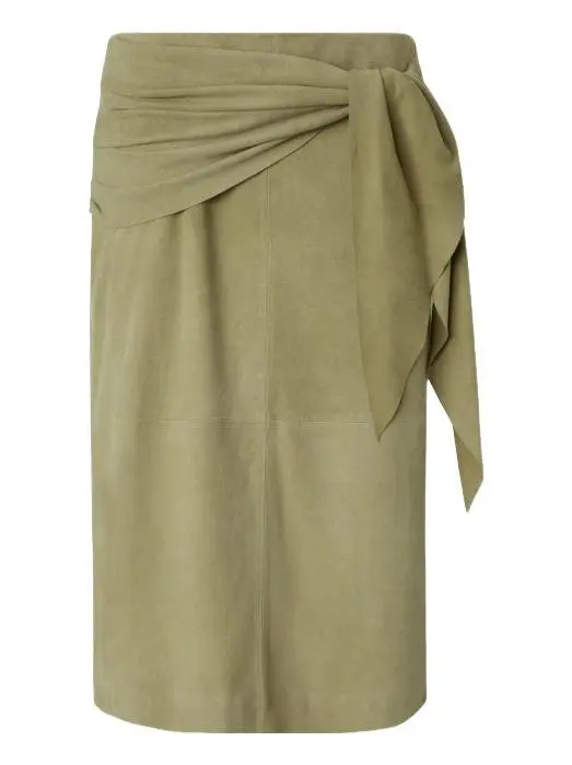 Pinko Suede Midi Skirt - Green