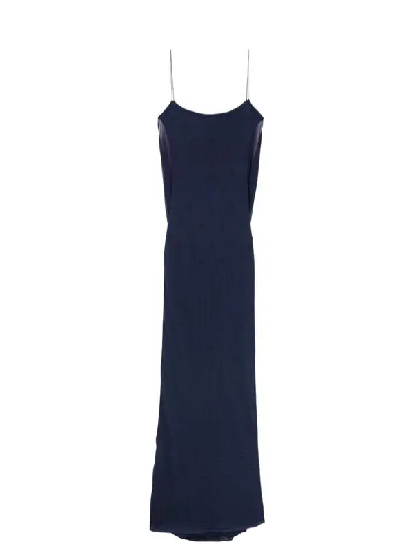 Jacquemus Plumetis Sheer Detailed Maxi Dress - Deep Navy Blue