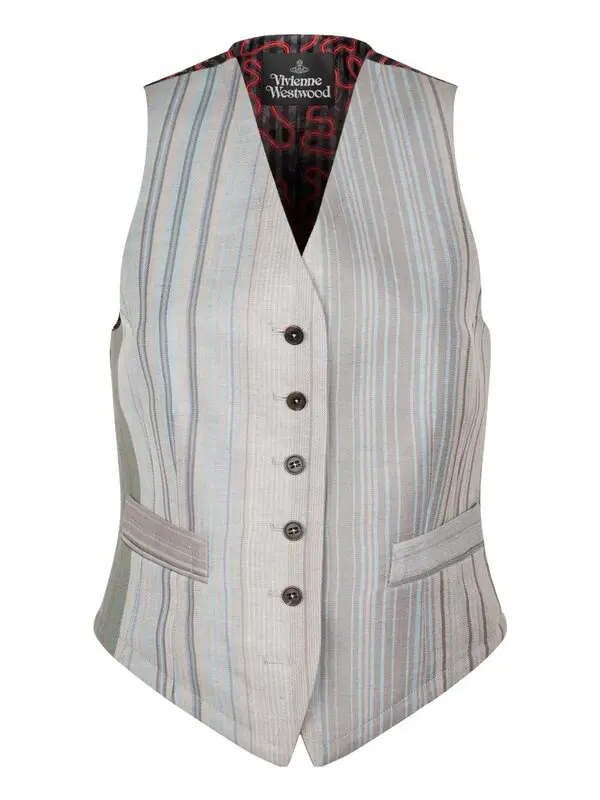 VIVIENNE WESTWOOD Striped Single-breasted Waistcoat - Gray