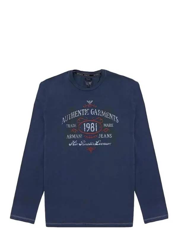 Emporio Armani T-shirt With Round Neck And Long Sleeves - Blue