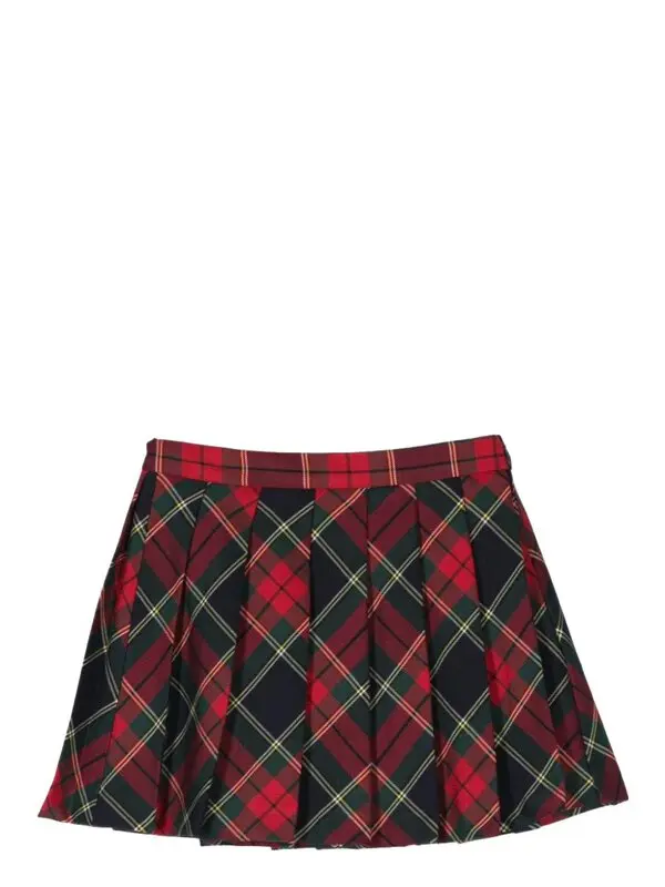IL GUFO Tartan Check Pleated Skirt - Black