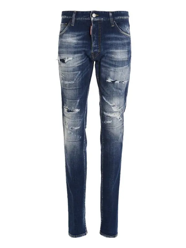 Dsquared2 Distressed Straight Leg Jeans - Blue