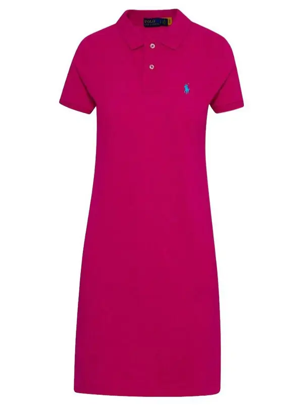 Polo Ralph Lauren Short Sleeve Embroidered Logo Polo Dress - Red