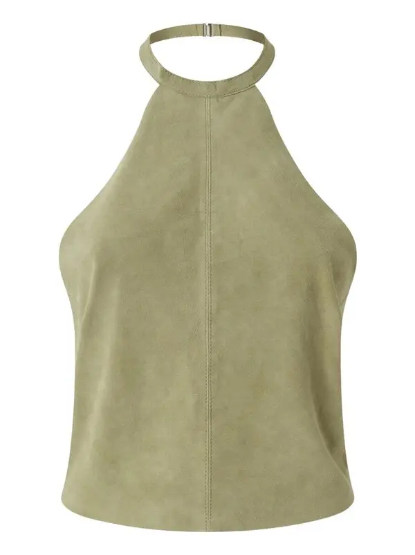 Pinko Halterneck Leather Tank Top - Nude
